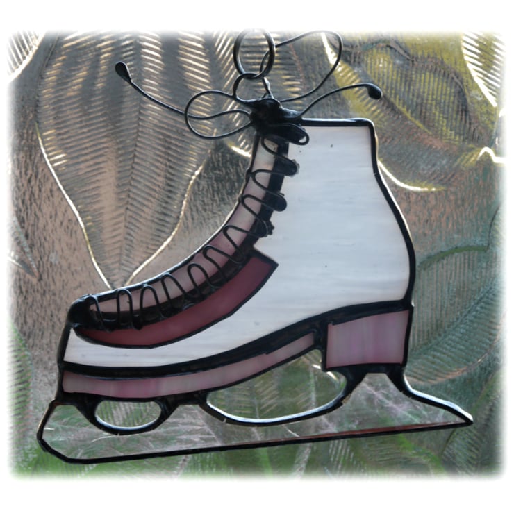 Ice Skate Suncatcher Stained Glass Skating Hand... - Folksy