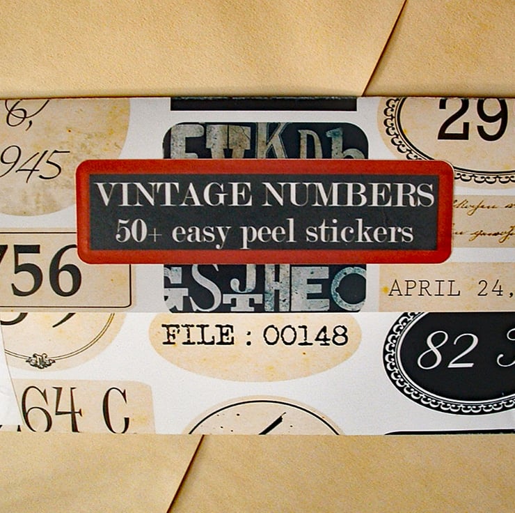 Vintage Numbers 50 easy peel Stickers - Folksy