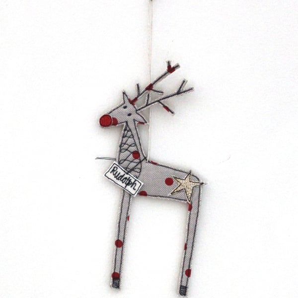 Rudolph the Reindeer - Hanging Decoration - Folksy