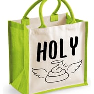 Holy (poo) Funny Midi Jute Bag - Folksy