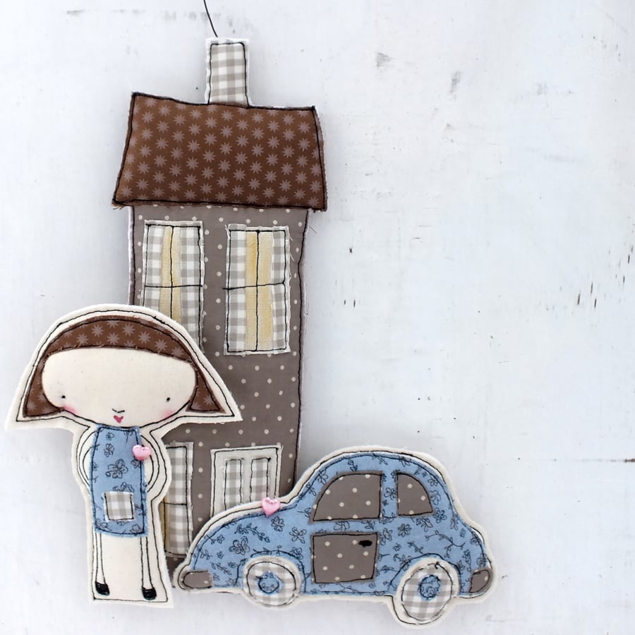 Hanging House, Car and Girl - Folksy