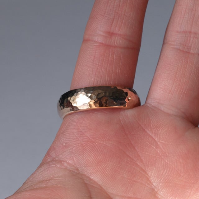 Yellow Gold Wedding Ring, D Wire Shaped 6mm Wid... - Folksy