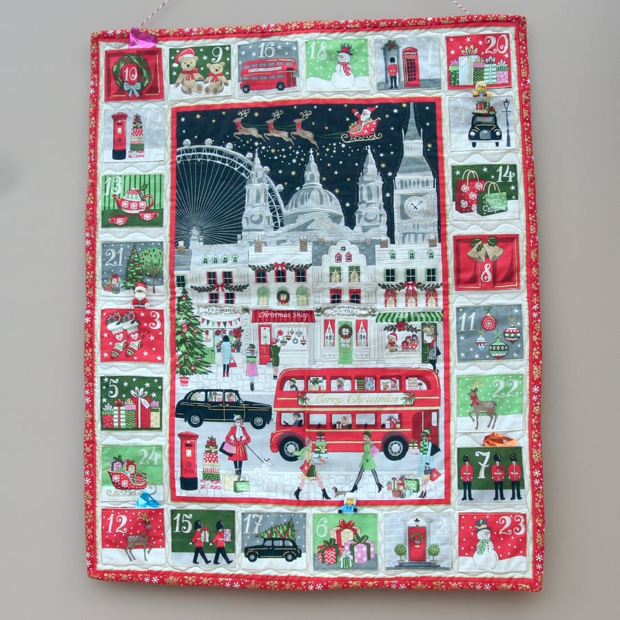 Quilted Fabric Advent Calendar with a London Scene - Folksy