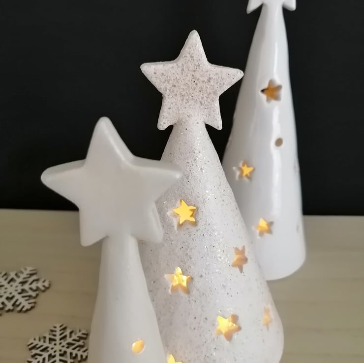 Christmas Tree Light Holder, Handcrafted, Ceramic - Folksy