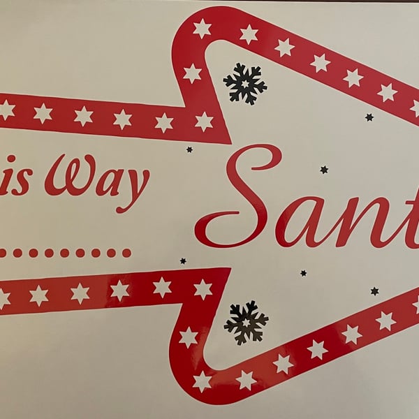 Large 22” This Way to Santa Sign Decal - Folksy