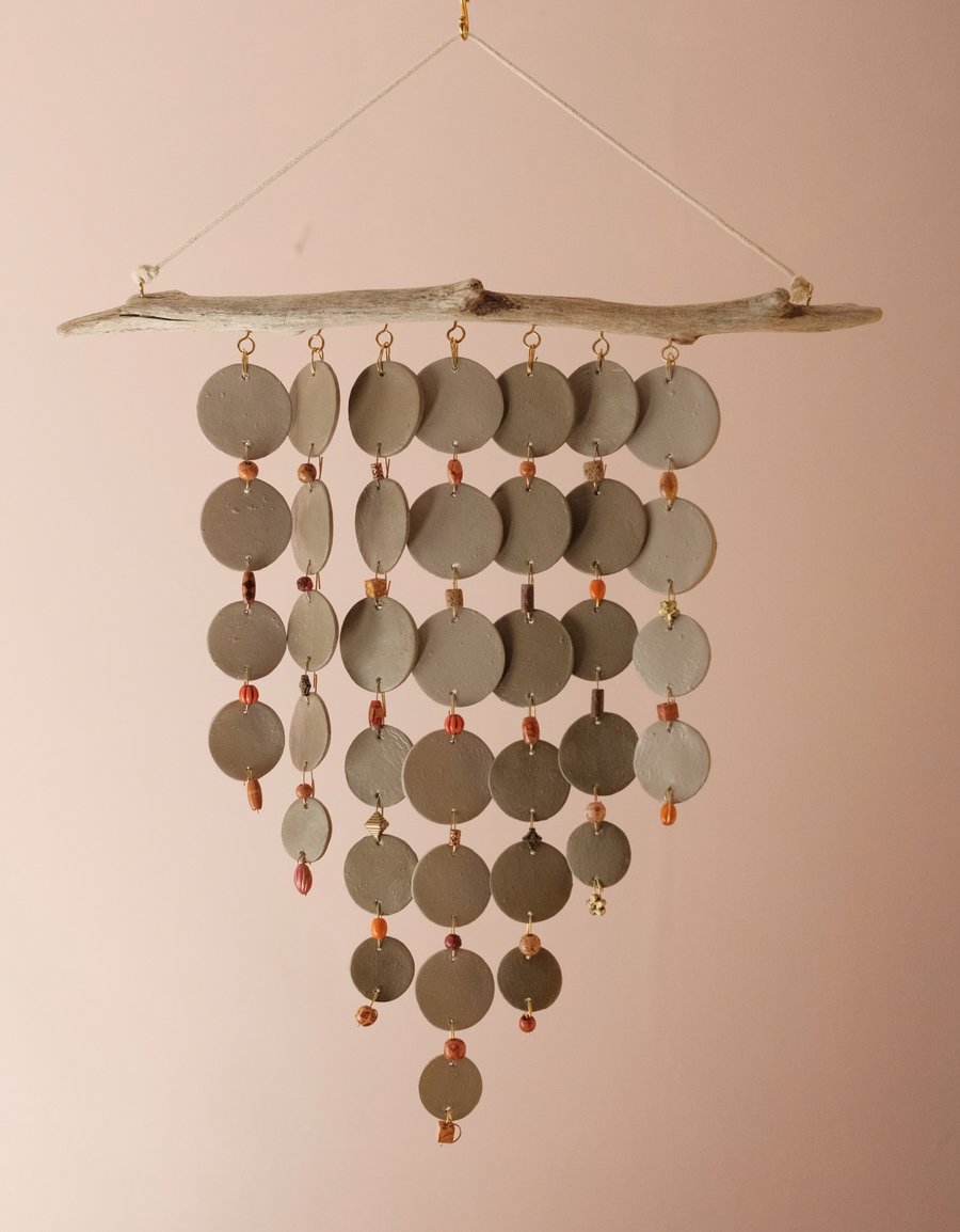 Clay Disc Wall Hanging in Beige & Brown Tones - Folksy