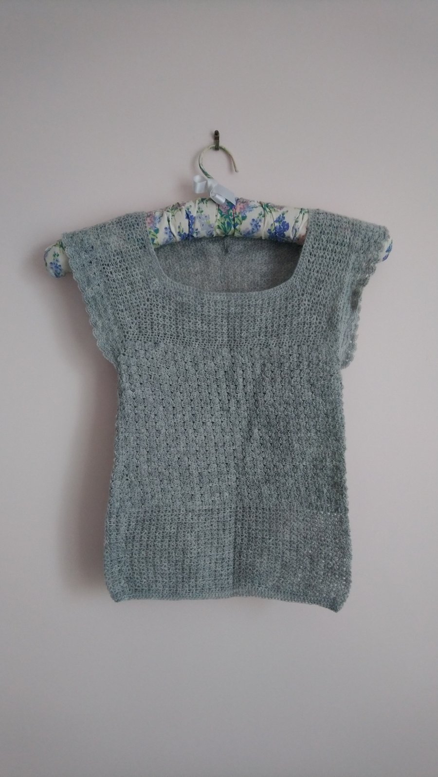 Grey petite ladies lacy crochet jumper, unique... - Folksy
