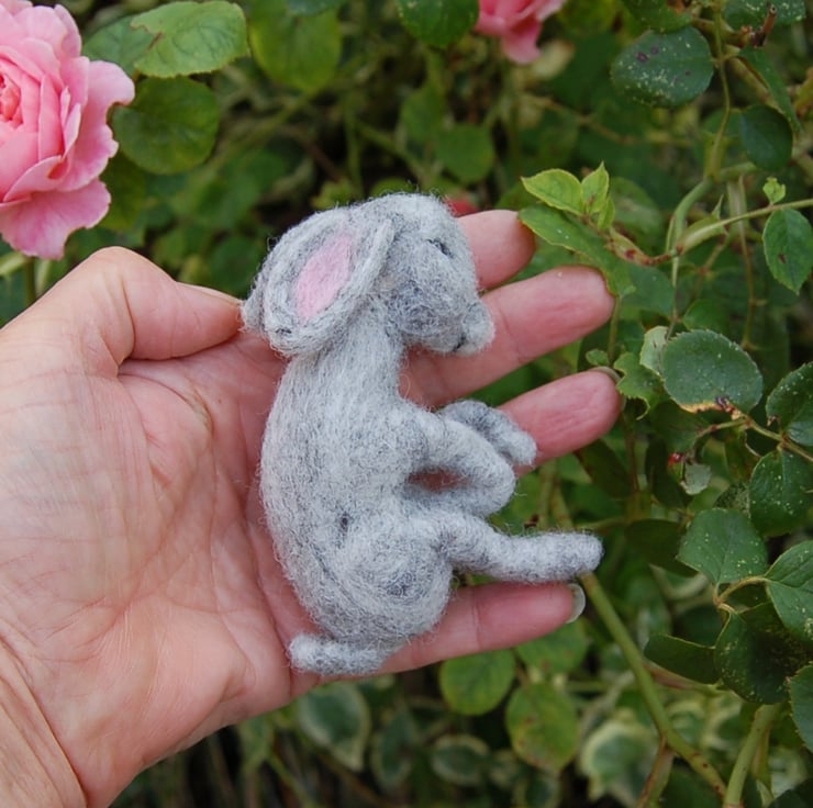 Baby Hare displayed in gift box, Fibre Art hare... - Folksy