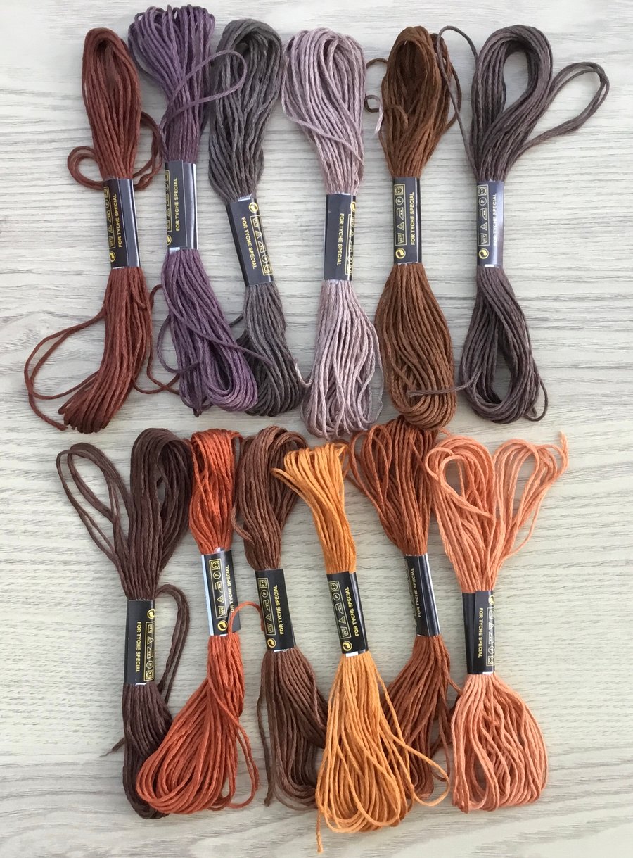 Brown Embroidery Bundle!! 12 Skeins of Various ... - Folksy