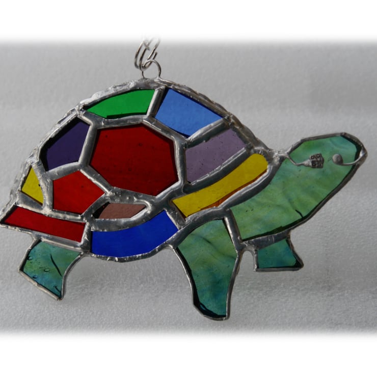 Suncatcher Stained Glass Tortoise Handmade Rain... - Folksy