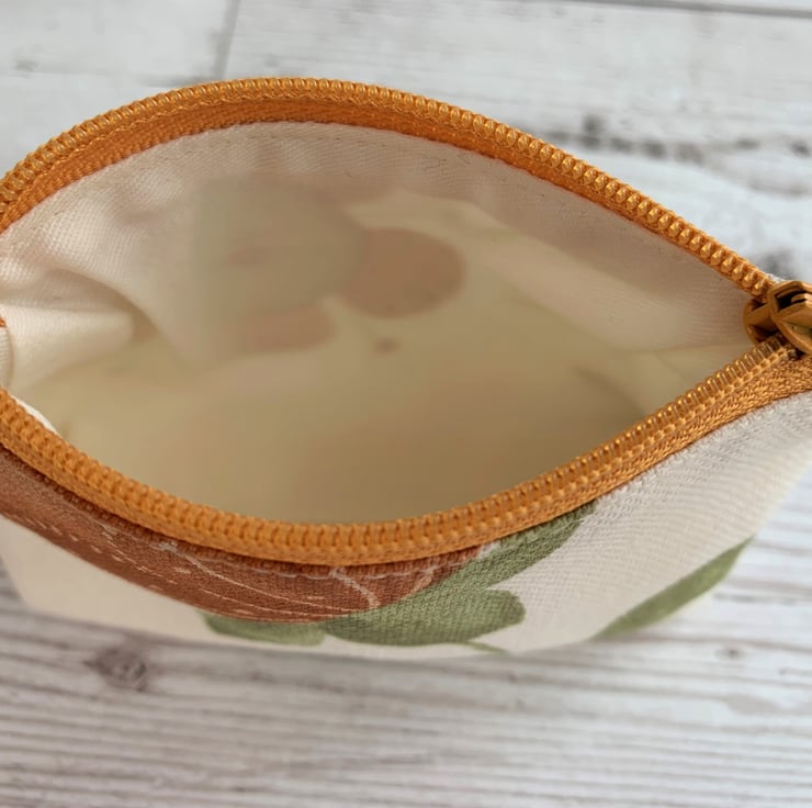 Small purse, coin purse in cream with terracott... - Folksy