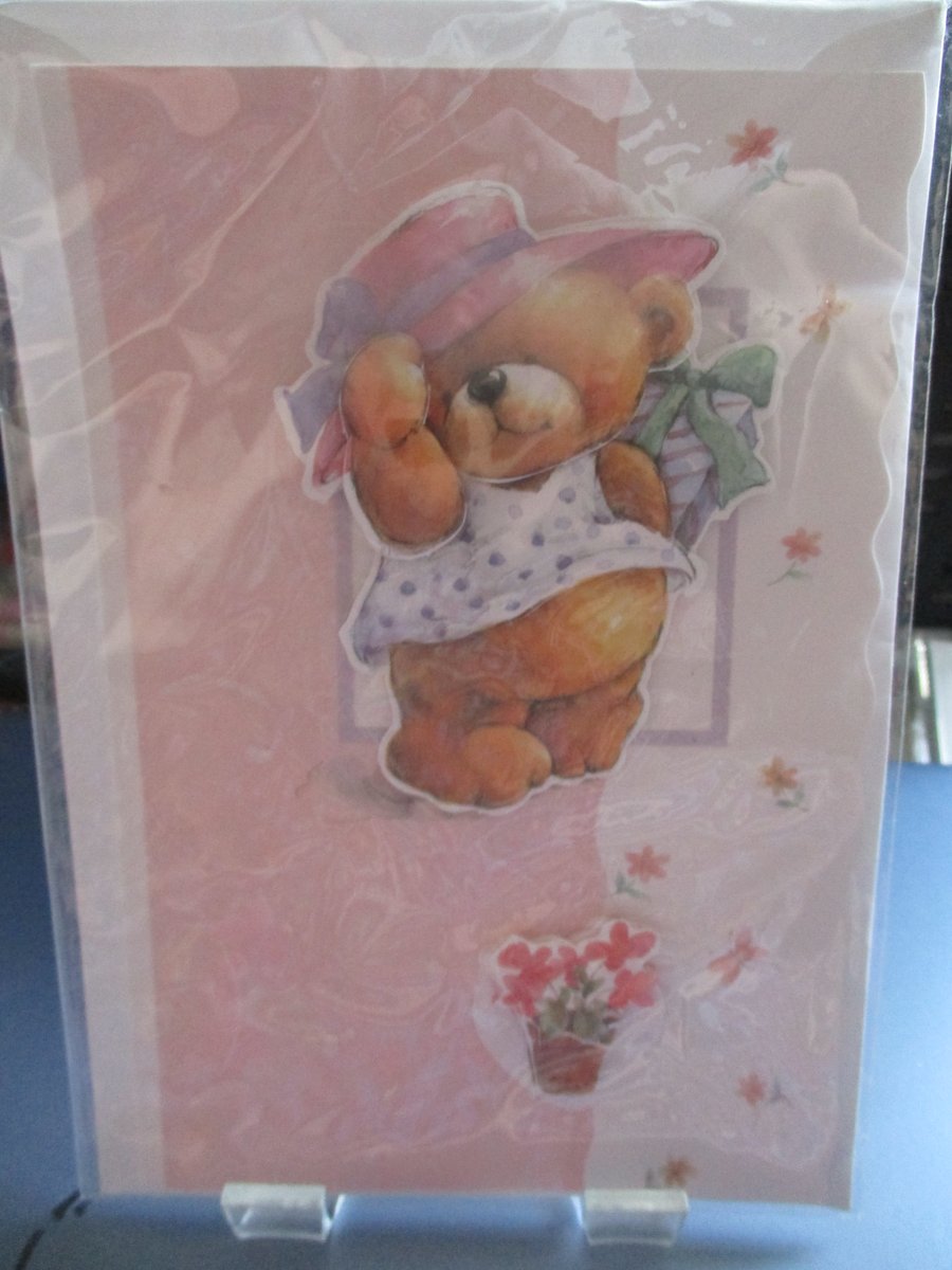Teddy Card - Folksy
