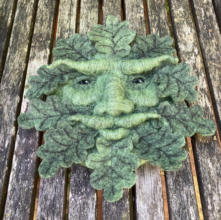 Green man wall plaque, needle felted woollen sc... - Folksy