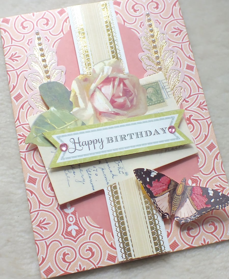 Luxury Handmade Vintage Birthday Card - Folksy