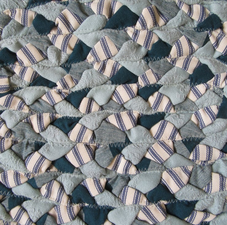 Handmade hand braided green and blue oval rug - Folksy