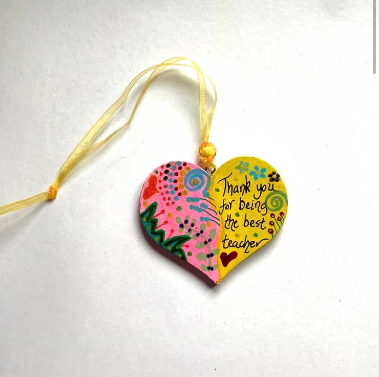 Thank you for being the best teacher heart - Folksy