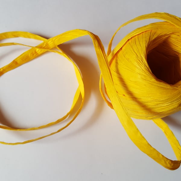 5m Paper Raffia Ribbon - Approx. 7mm Width - Ye... - Folksy