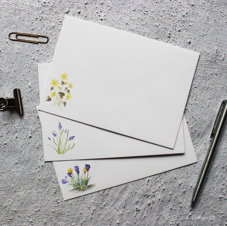 Mixed Garden Flowers Letter Writing Paper Set D... - Folksy