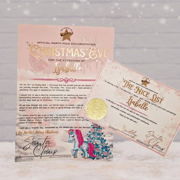 Unicorn Christmas Eve Letter & Nice List Ce... - Folksy