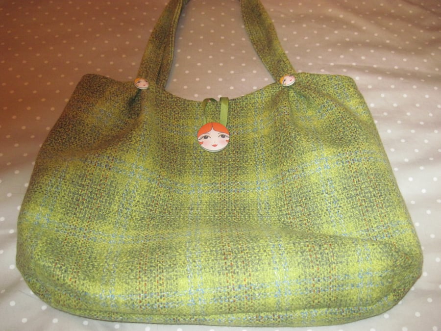 Tweed Pleated Shoulder Bag - Folksy
