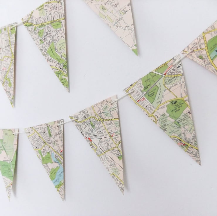 London Map Bunting - eco-friendly bunting - Folksy
