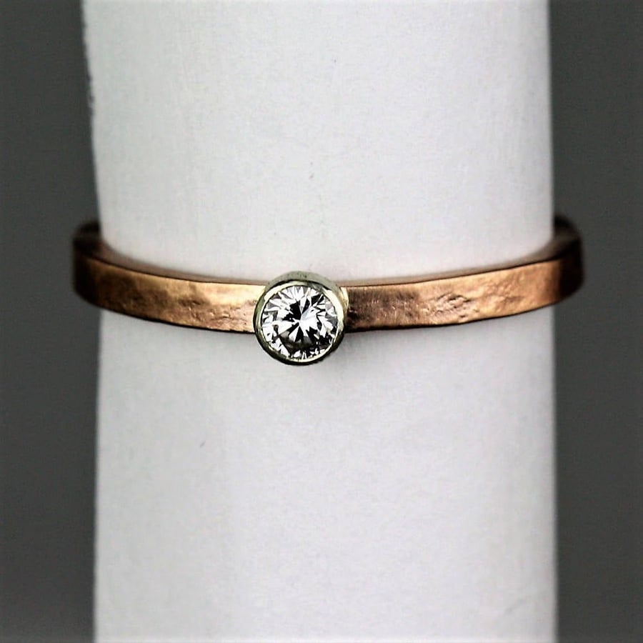 Gold Diamond Rustic Engagement Ring - Folksy