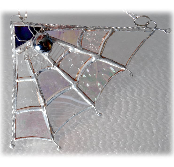 Spider Web Stained Glass Suncatcher Black Spide... - Folksy