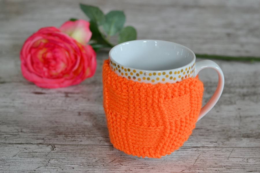 Basket Weave Knitted Mug Hug Cosy - Folksy
