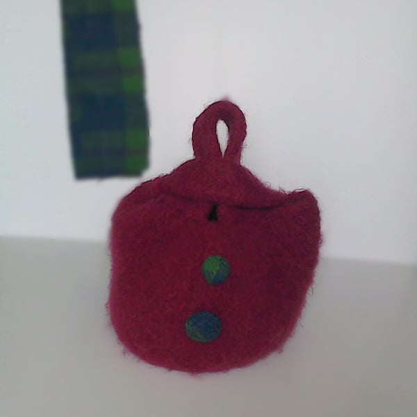 Deep pink felted wool handbag with Harris Tweed - Folksy