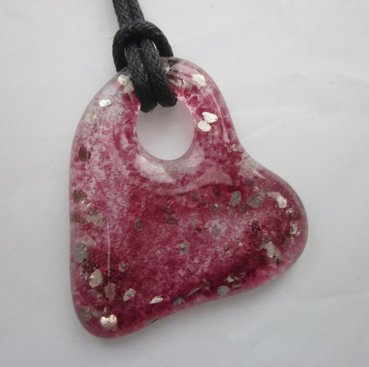 Handmade cast glass pendant - Heart of glass - ... - Folksy