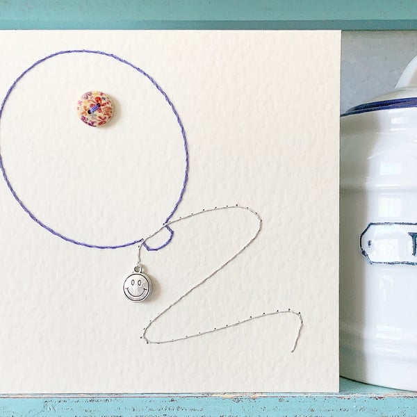 Balloon Card. Hand Sewn Card. Charm Card. Keeps... - Folksy