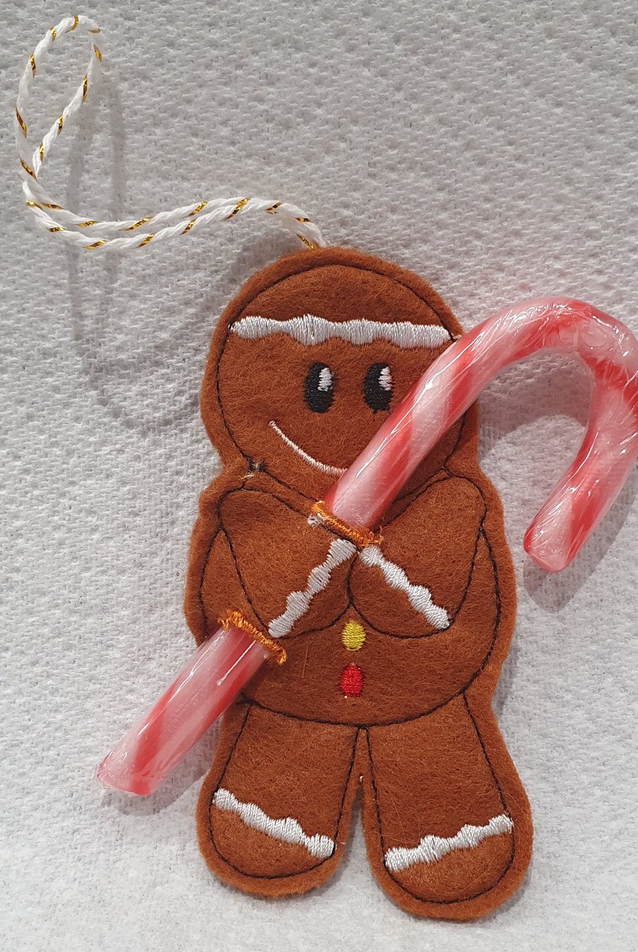 Gingerbread boy or girl with candy cane tree de... - Folksy