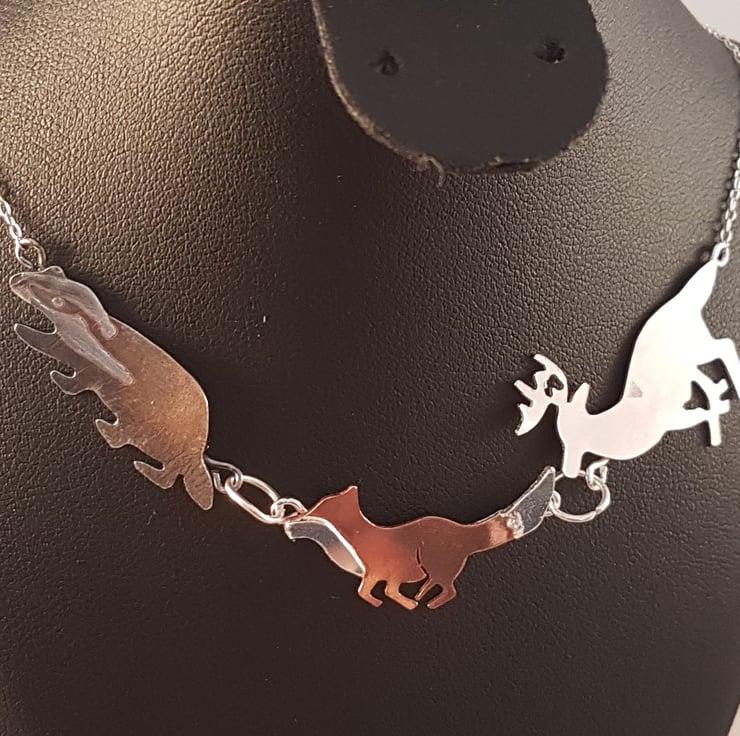 Sterling Silver and Copper Heritage Animals Nec... - Folksy