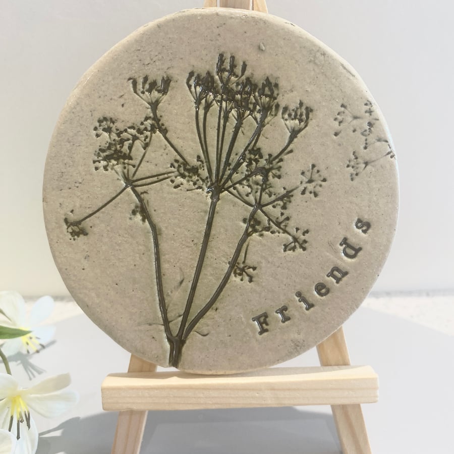 Friends glazed pottery coaster decorative clay ... - Folksy