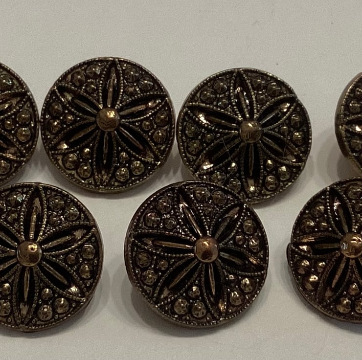 Buttons, brass coloured, metallic, textured, pa... - Folksy