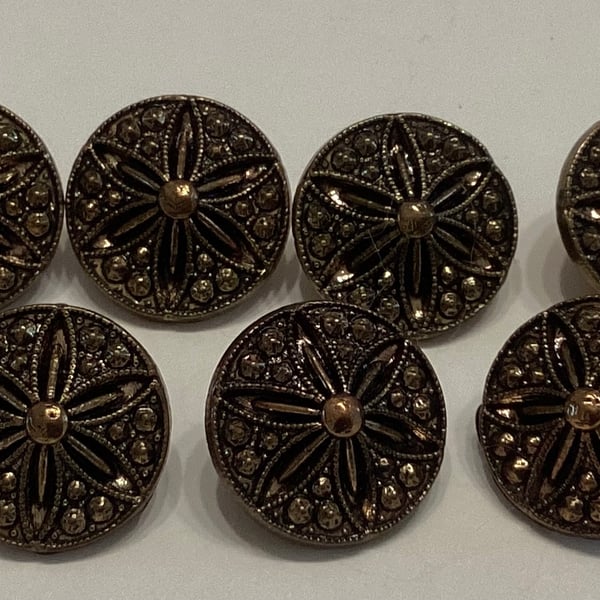 Buttons, brass coloured, metallic, textured, pa... - Folksy