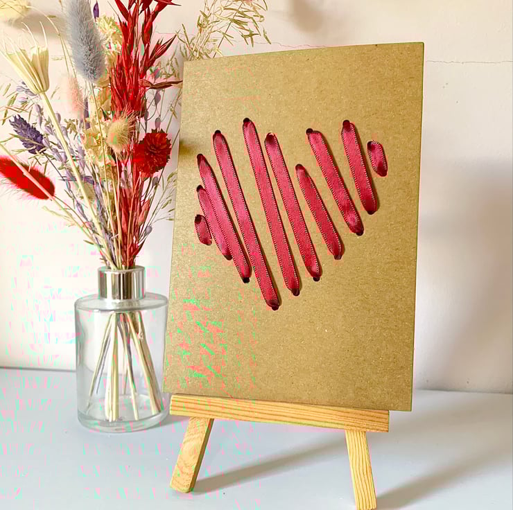 Heart Wedding Card . Red Ribbon Heart Card . - Folksy