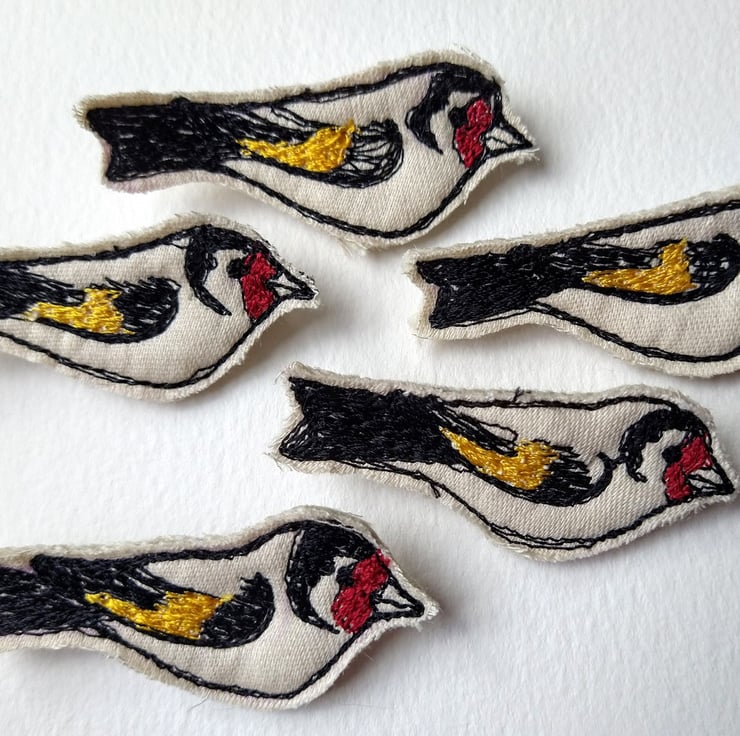Embroidered Goldfinch Brooch - Folksy