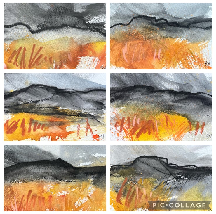 Autumn Moorland Postcard 4 - ORIGINAL mini Peak... - Folksy