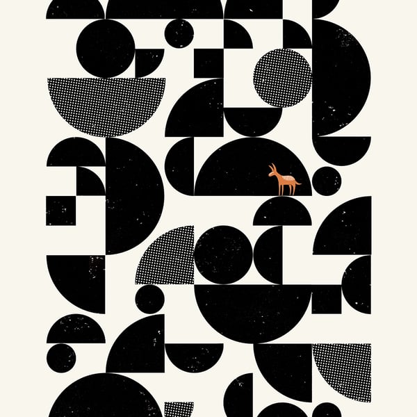Donkey Puzzle No.2 A2 two-colour screen-print - Folksy