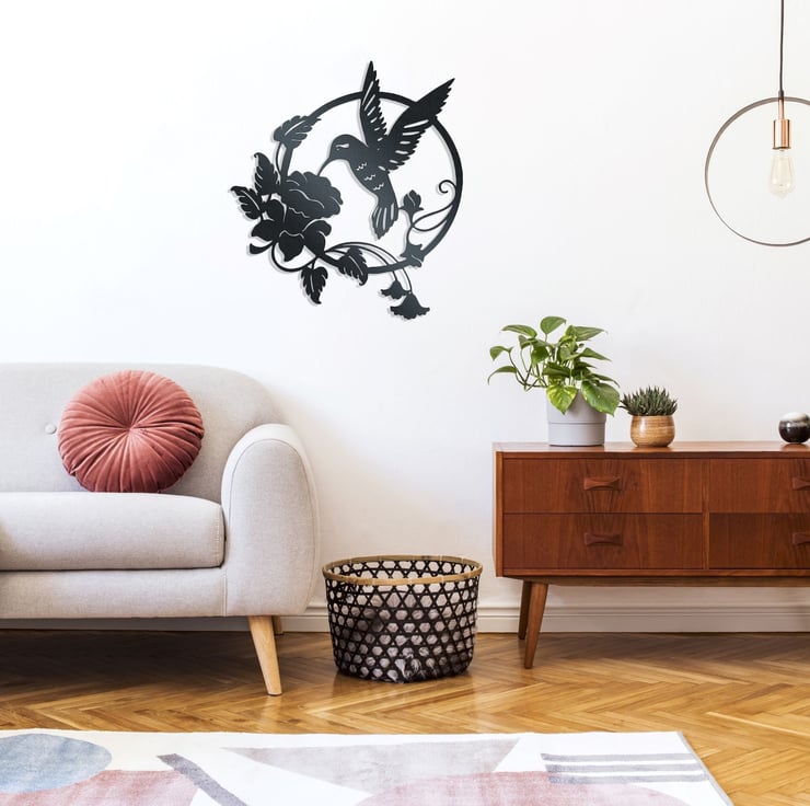 Humming Bird & Flower - Metal Wall Art - Folksy