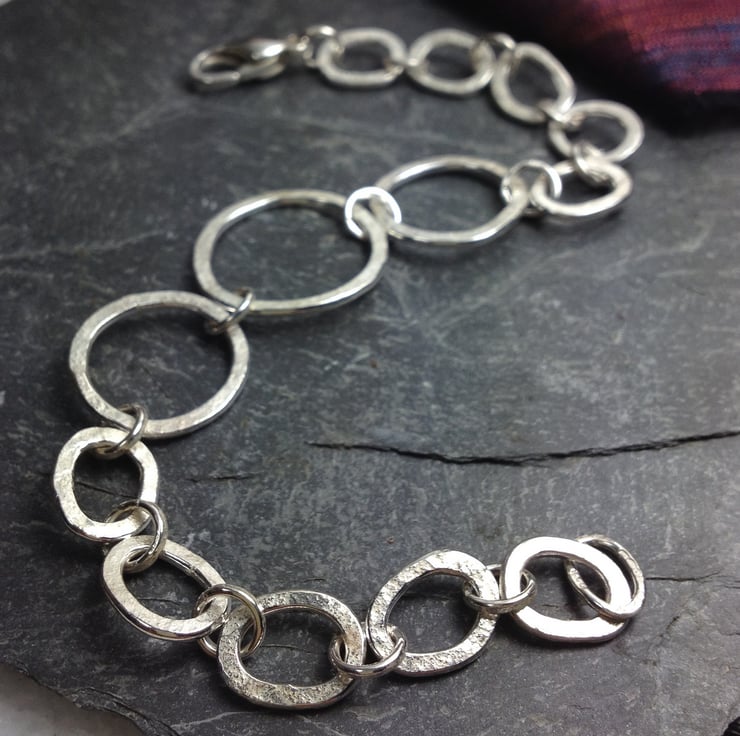 Sterling silver chain link bracelet - Folksy