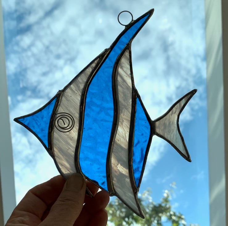 Stained Glass Angel Fish Suncatcher - Handmade ... - Folksy
