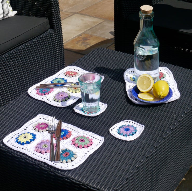 Crochet Place Mats Set of Two - Folksy