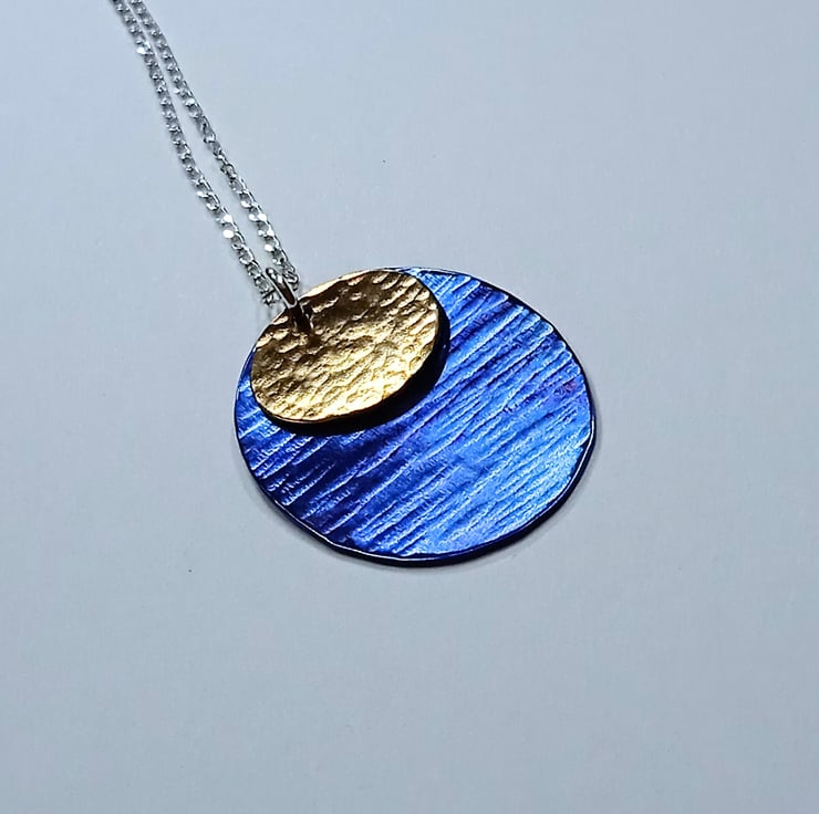 Coloured Titanium 'Sun Over the Sea' Pendant Ne... - Folksy