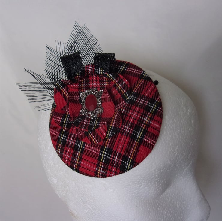 Royal Stewart Red Tartan Cocktail Fascinator Hat - Folksy