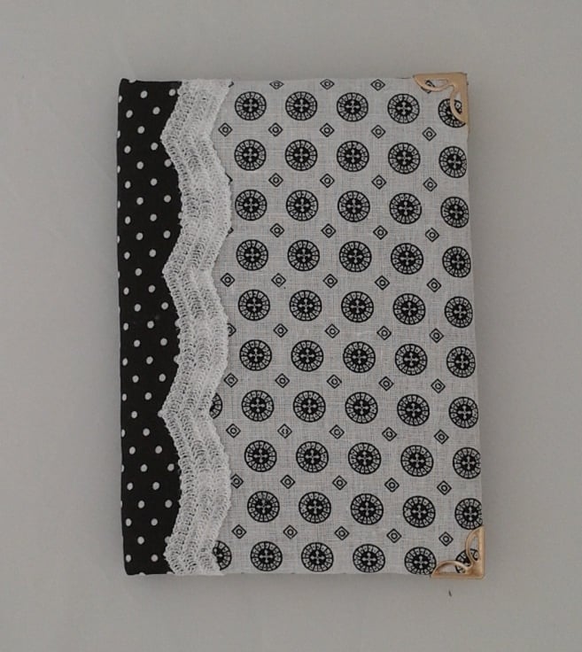 Padded, fabric covered A6 notebook (black)) - Folksy
