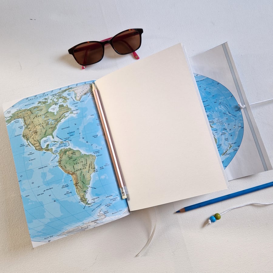 World Map Travel Journal or Sketchbook, Travel ... - Folksy