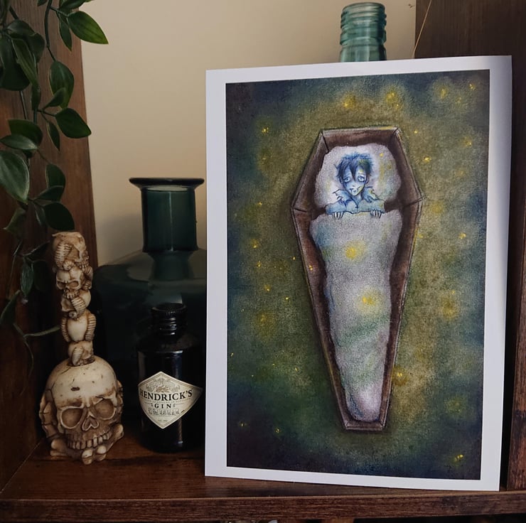 Gothic Cute Vampire Character Greeting Card, Go... - Folksy