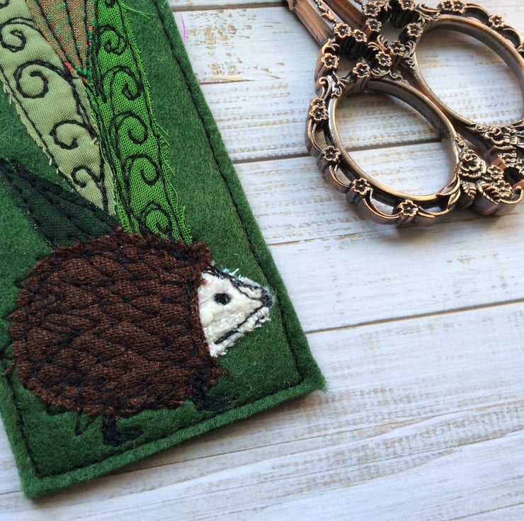 Embroidered Hedgehog bookmark. - Folksy